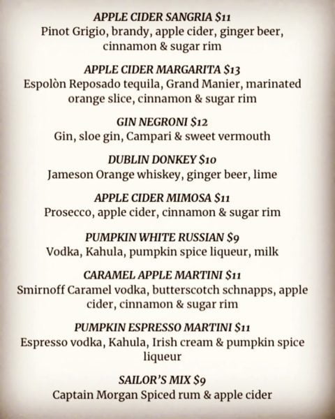 Fall is here! Time for an updated drink menu! Some old favorites: Apple ...