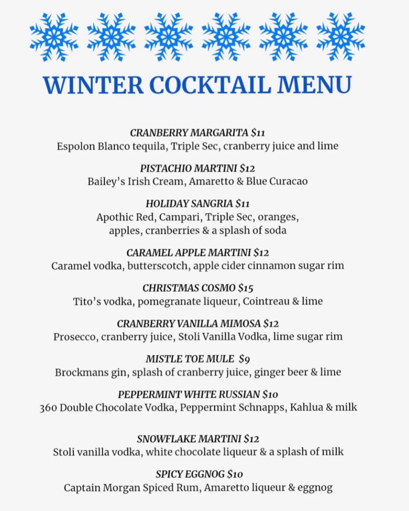 Winter Menu